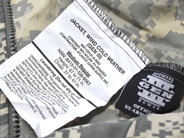 米軍実物 GEN3 ECWCS LEVEL4 WIND ジャケット ウィンドブレーカー ACU/UCP M-R ARMY 陸軍 | ミリタリー琉球